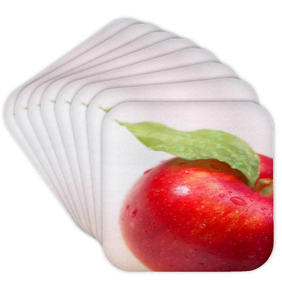 3drose, Food Red Apple Green Leaf, Set of 8 Coasters - Soft - Walmart.com