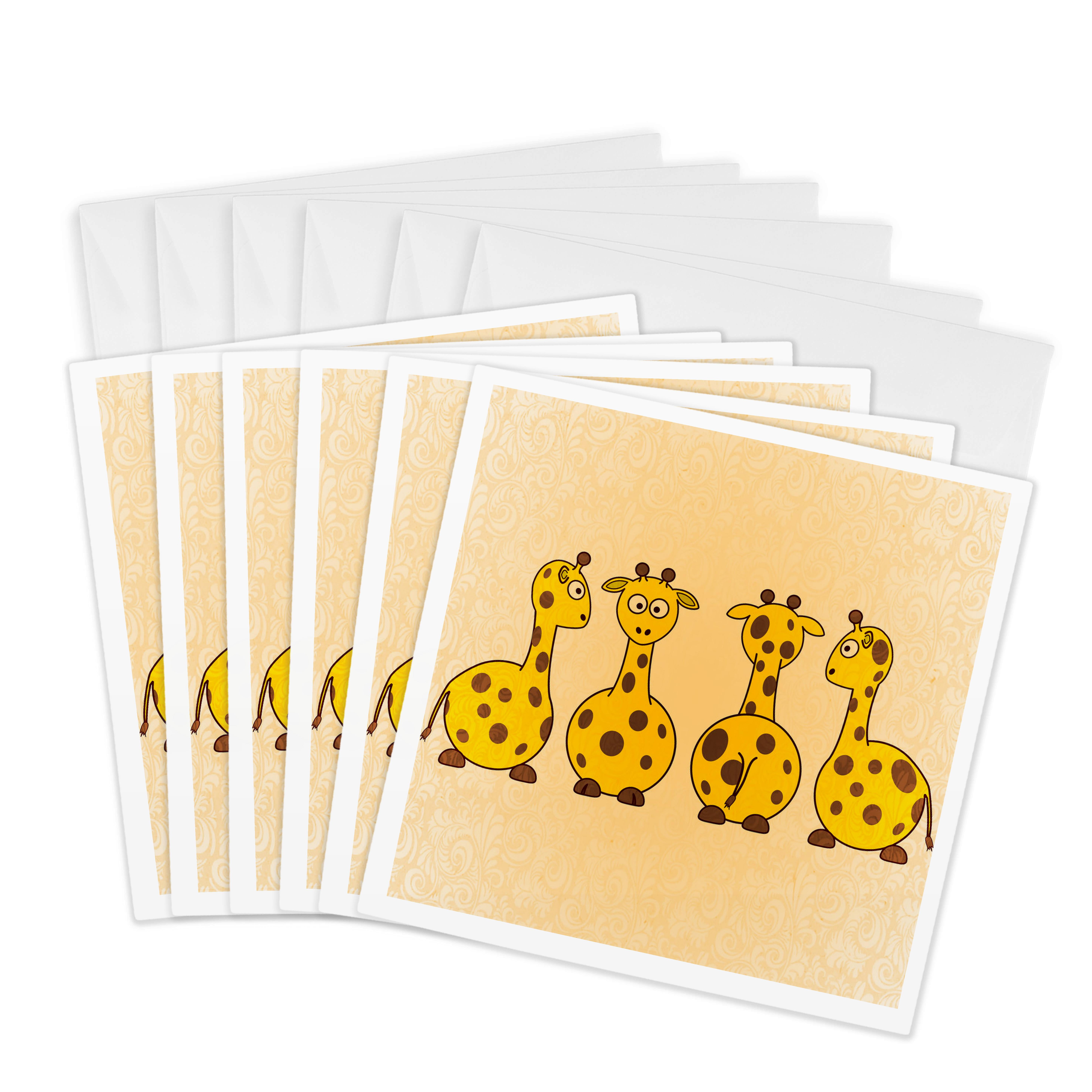 3drose, Four Cute Giraffes - Animals - Art, 6 Greeting Cards with ...