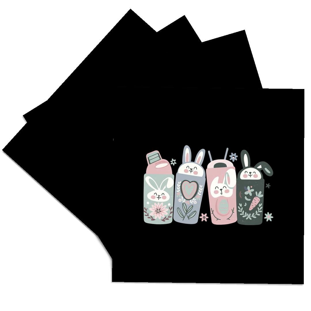 3drose, Four Pink Drinks, Bunnies, Flowers on Black. Happy Easter Gift ...