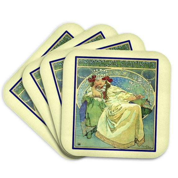 3drose, Framed Alphonse Muchas Princess, Set of 4 Coasters - Cork ...