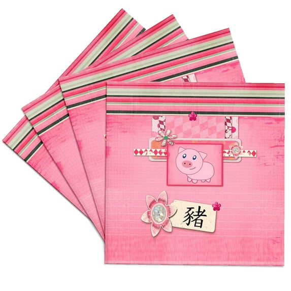 3drose, Framed Pig, Sign of the Pig Tag, Flower Accents, Pink, Red, Set ...