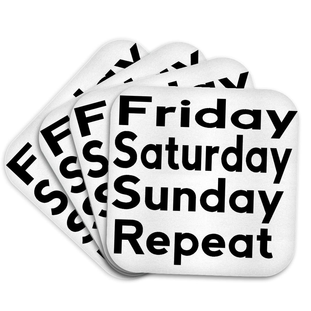 3drose, Friday Saturday Sunday Repeat - Weekend Quotes, Set of 4 ...