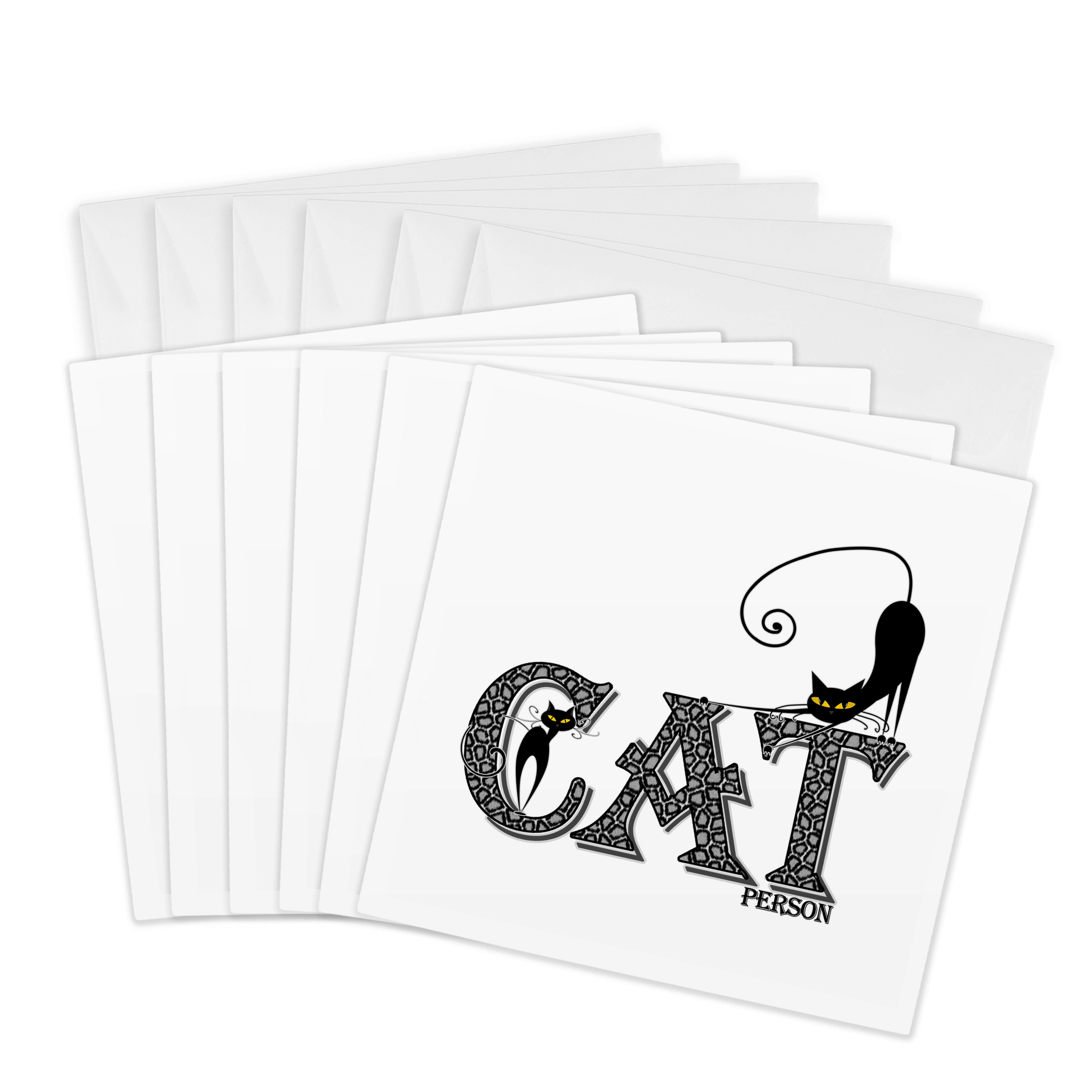 3drose, Fun Cat Person Typography in Animal Print with a Black Cat, 6 ...