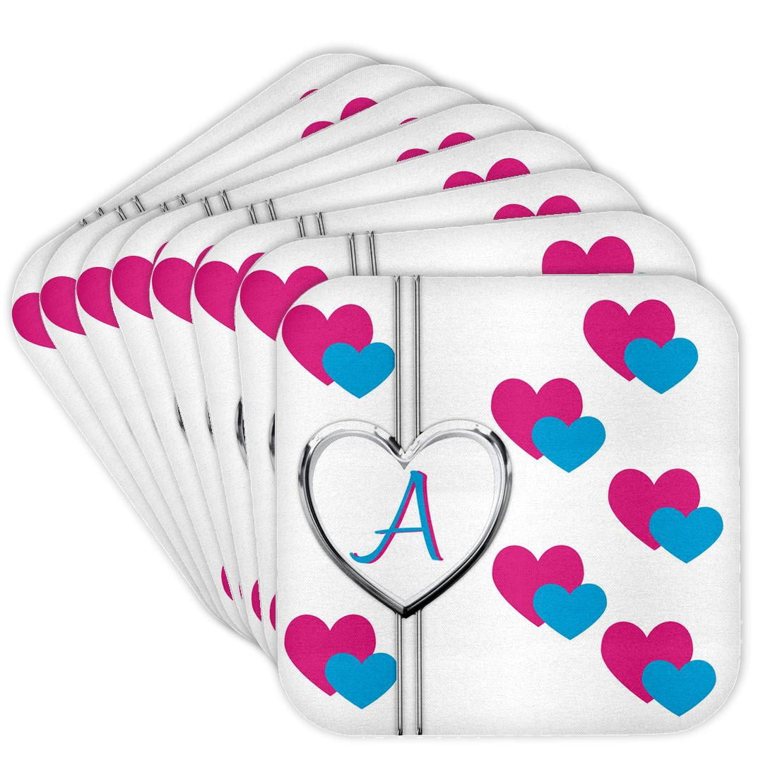 3drose, Fun Colorful Pink and Blue Hearts Pattern Monogram Letter A ...