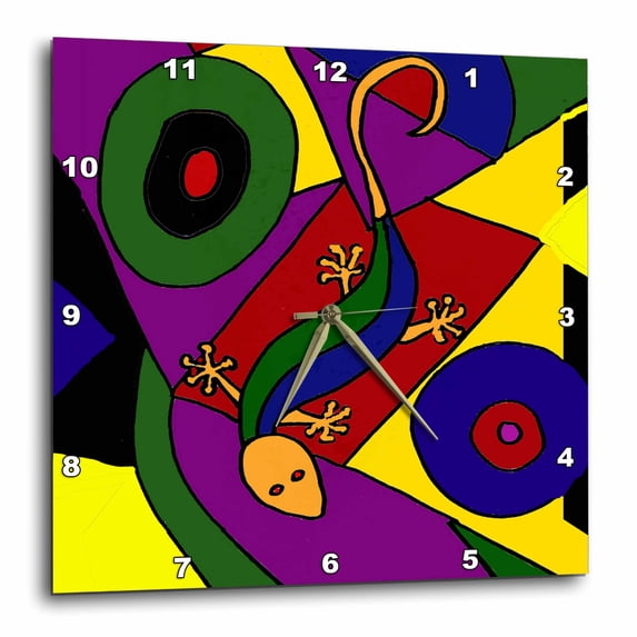 3drose, Fun Colorful Skink Lizard Art Abstract, 13x13 Wall Clock ...
