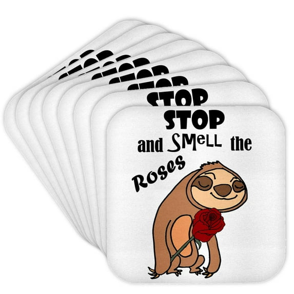 3drose, Fun Cool Sloth with Red Rose Says Stop and Smell the Roses, Set ...