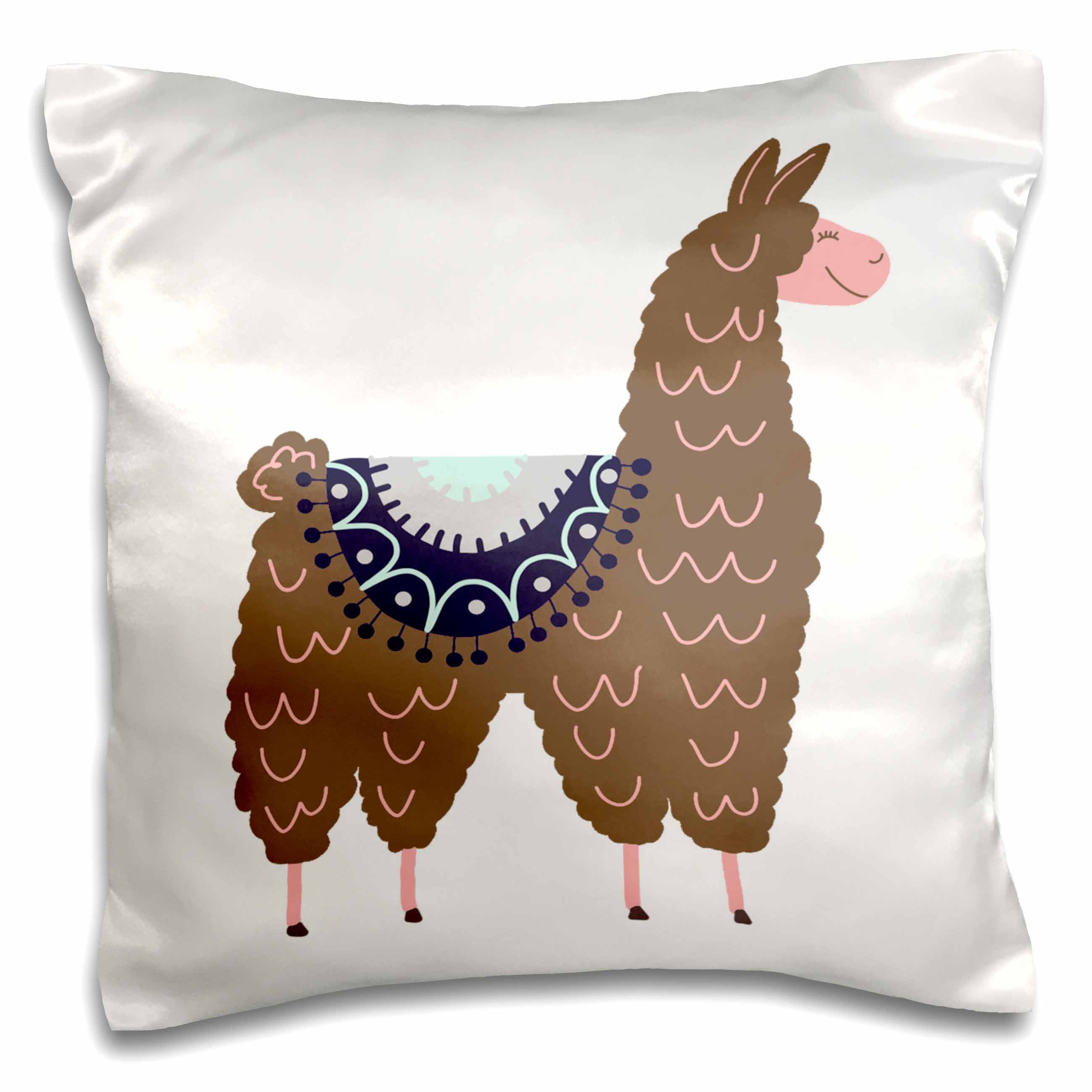 3drose, Fun Cute Brown and Pink Llama Wearing a Saddle Blanket Art ...