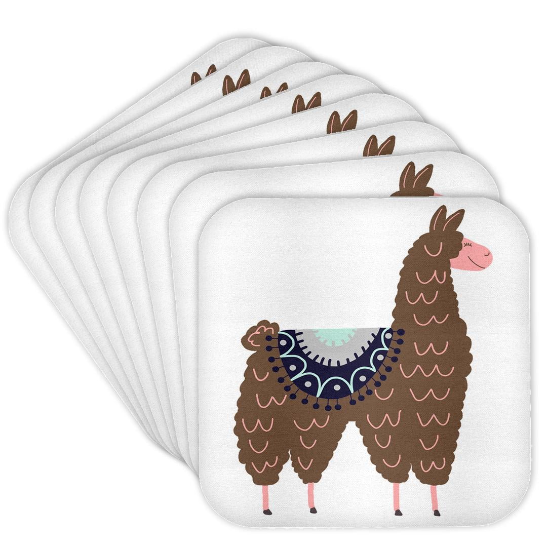 3drose, Fun Cute Brown and Pink Llama Wearing a Saddle Blanket Art, Set ...