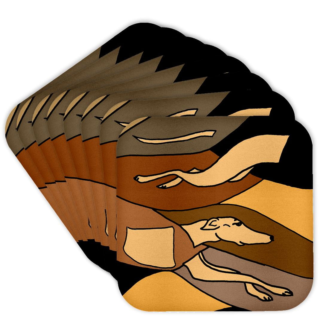 3drose, Fun Greyhound Racing Dog Art Abstract, Set of 8 Coasters - Cork ...