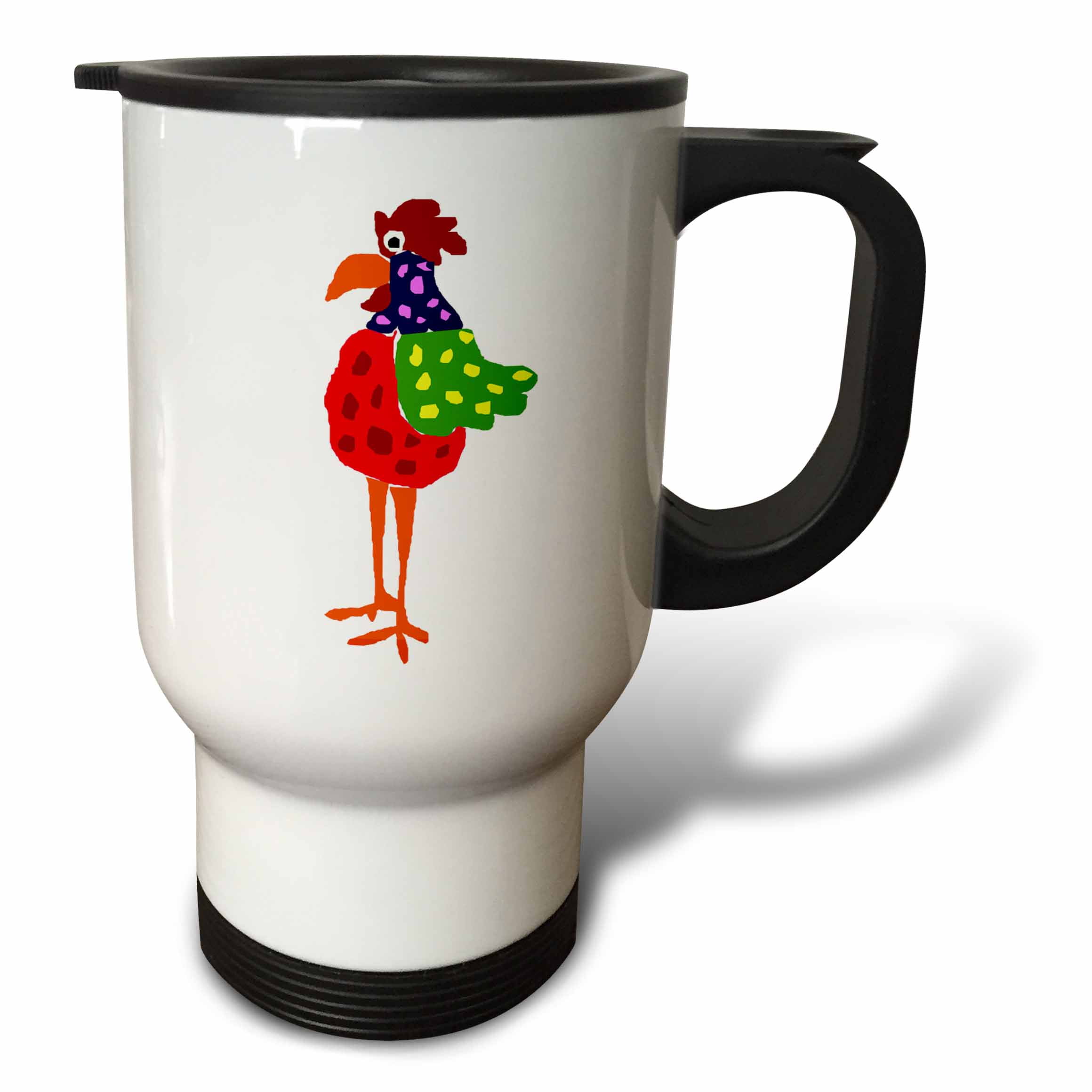 3drose, Funky Colorful Rooster, 14oz Stainless Steel Travel Mug ...