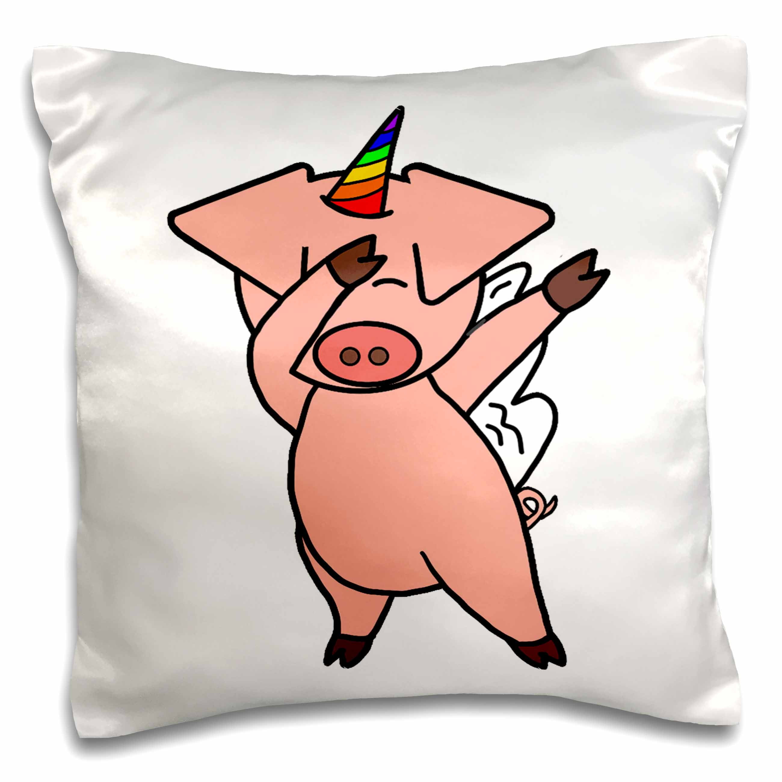 3drose, Funky Creative Dabbing Dance Flying Unicorn Pig Art, 16x16 inch ...