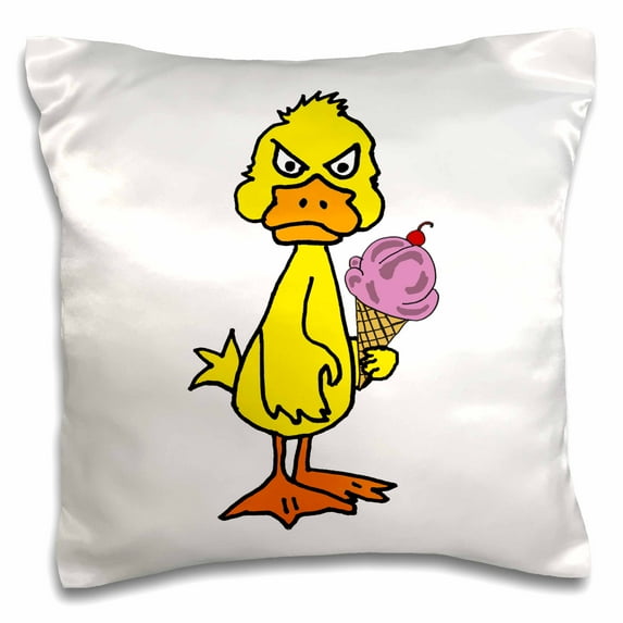 3drose, Funny Angry Yellow Duck Eating Ice Cream Cartoon, 16x16 inch ...