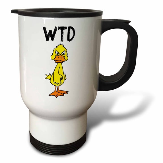 3drose, Funny Angry Yellow Duck Wtd What the Duck Pun Cartoon, 14oz ...