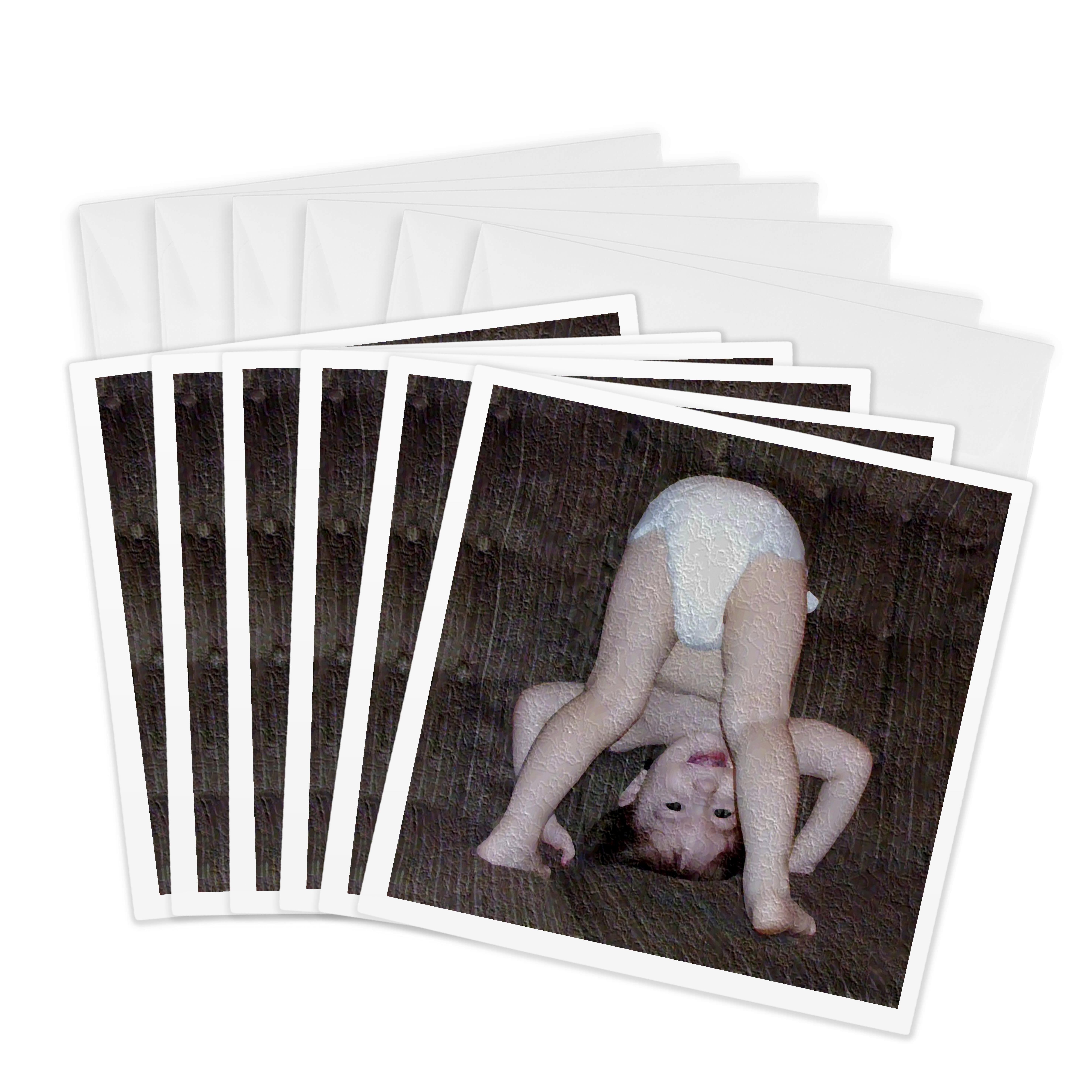 3drose, Funny Baby Oil Painting, 6 Greeting Cards with Envelopes ...