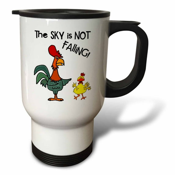 3drose, Funny Big Chicken Telling Little Chicken Sky Is Not Falling Pun ...