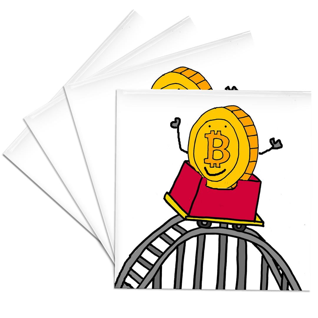 3drose, Funny Bitcoin Cryptocurrency Coin Riding Roller Coaster Digital ...