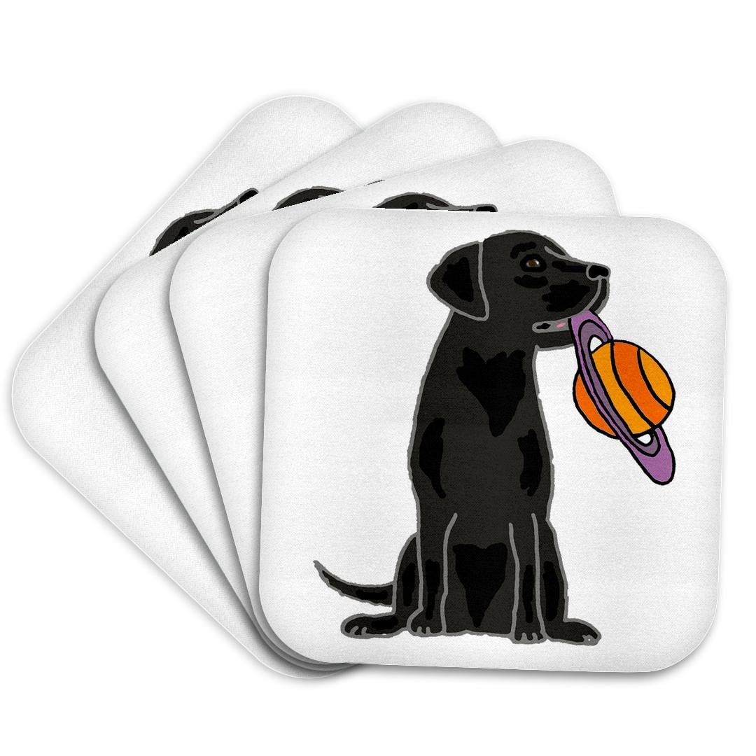 3drose, Funny Black Labrador Retriever Dog with Saturn Planet as Flying ...