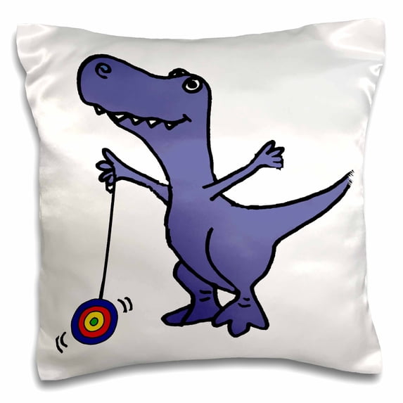 3drose, Funny Blue T-rex Dinosaur Playing with Yoyo Cartoon, 16x16 inch ...