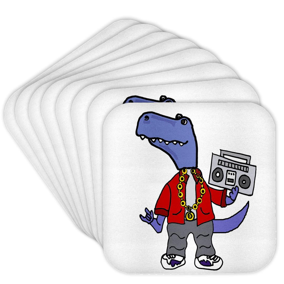 3drose, Funny Bue T-rex Dinosaur Rapper Listening to Rap Music Cartoon ...