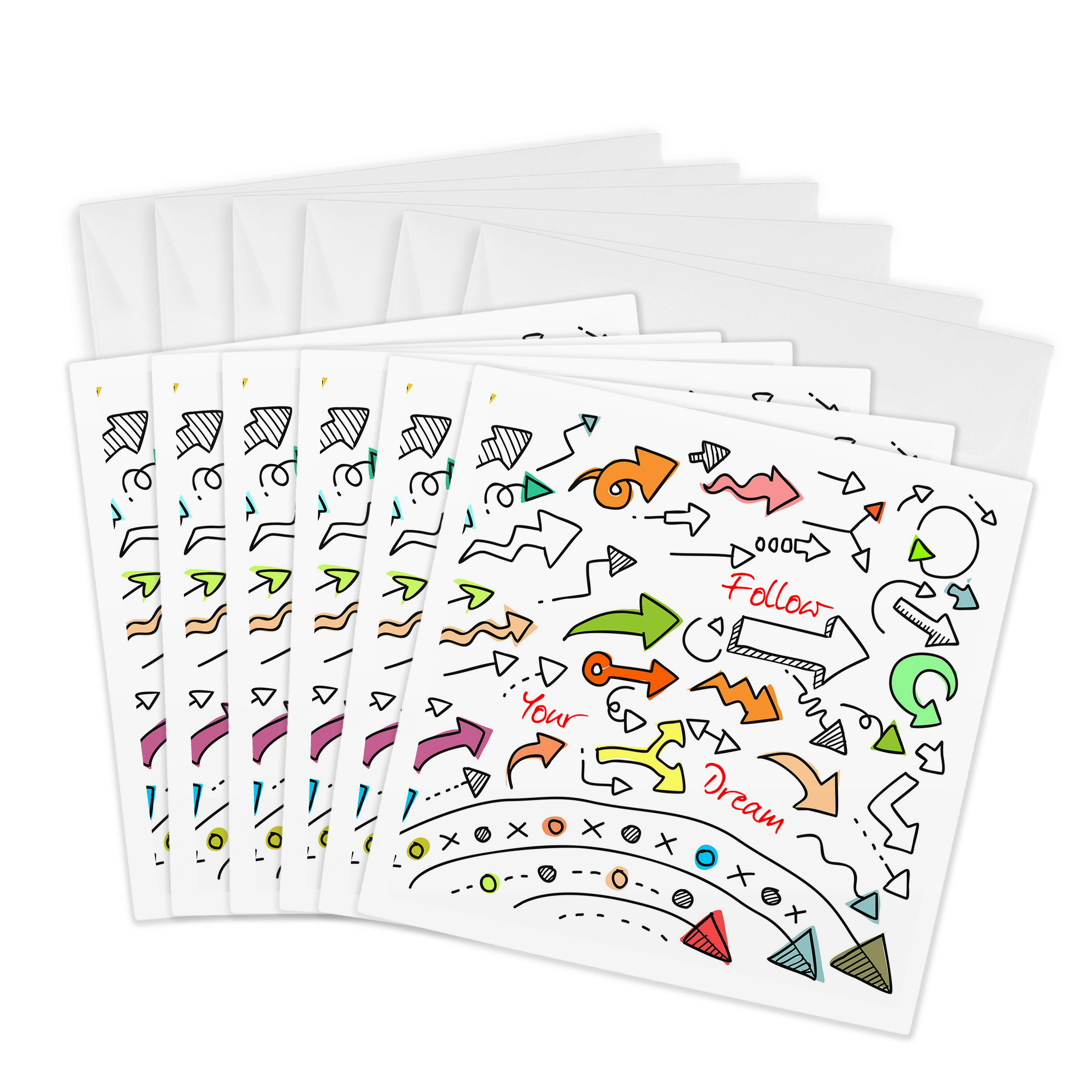 3drose, Funny Composition of Arrows. Follow Your Dream Text, 6 Greeting ...