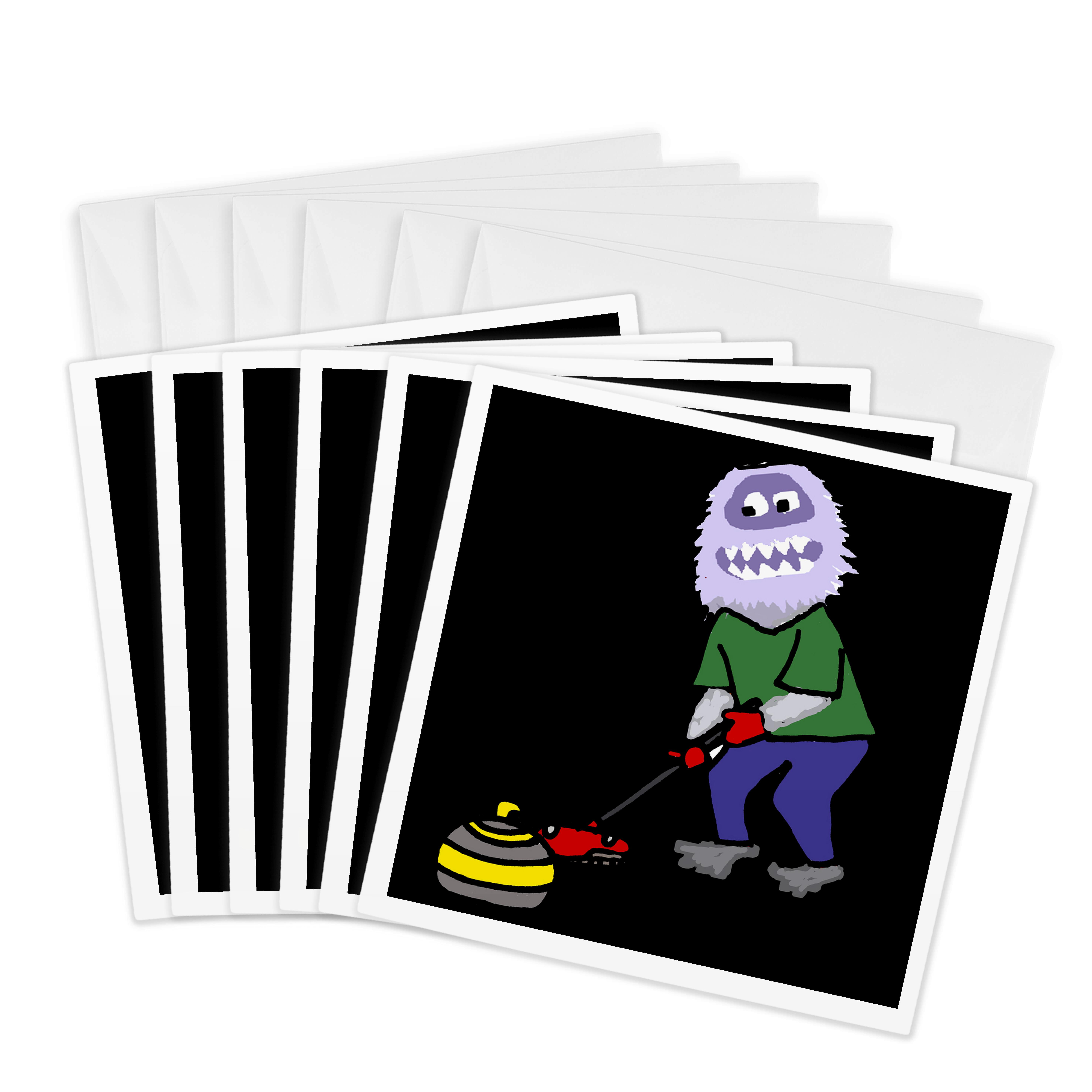 3drose, Funny Cool Abominable Snowman Curling Sports Cartoon, 6 ...