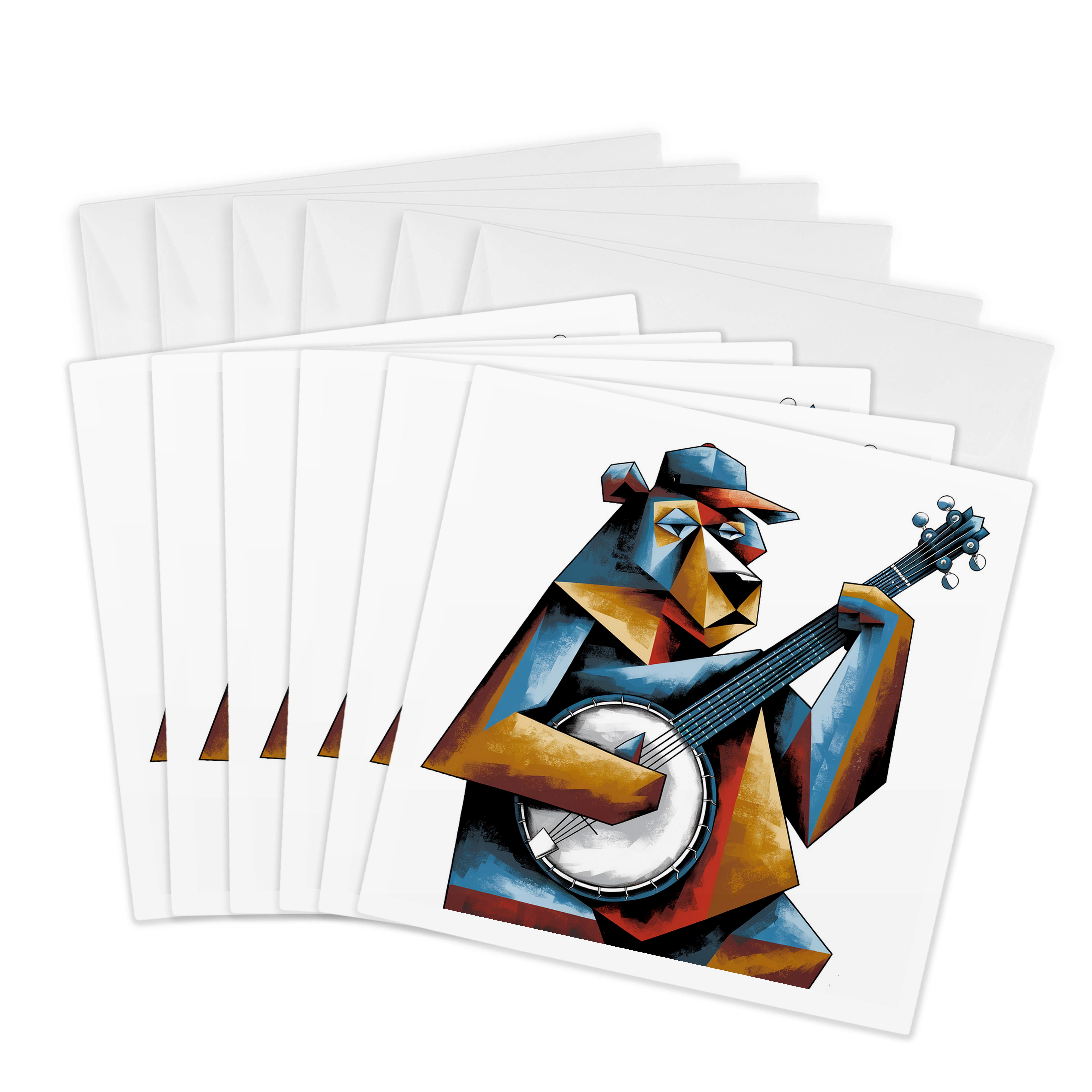 3drose, Funny Cool Bear Playing Banjo Music Abstract Cubism Animals, 6 ...