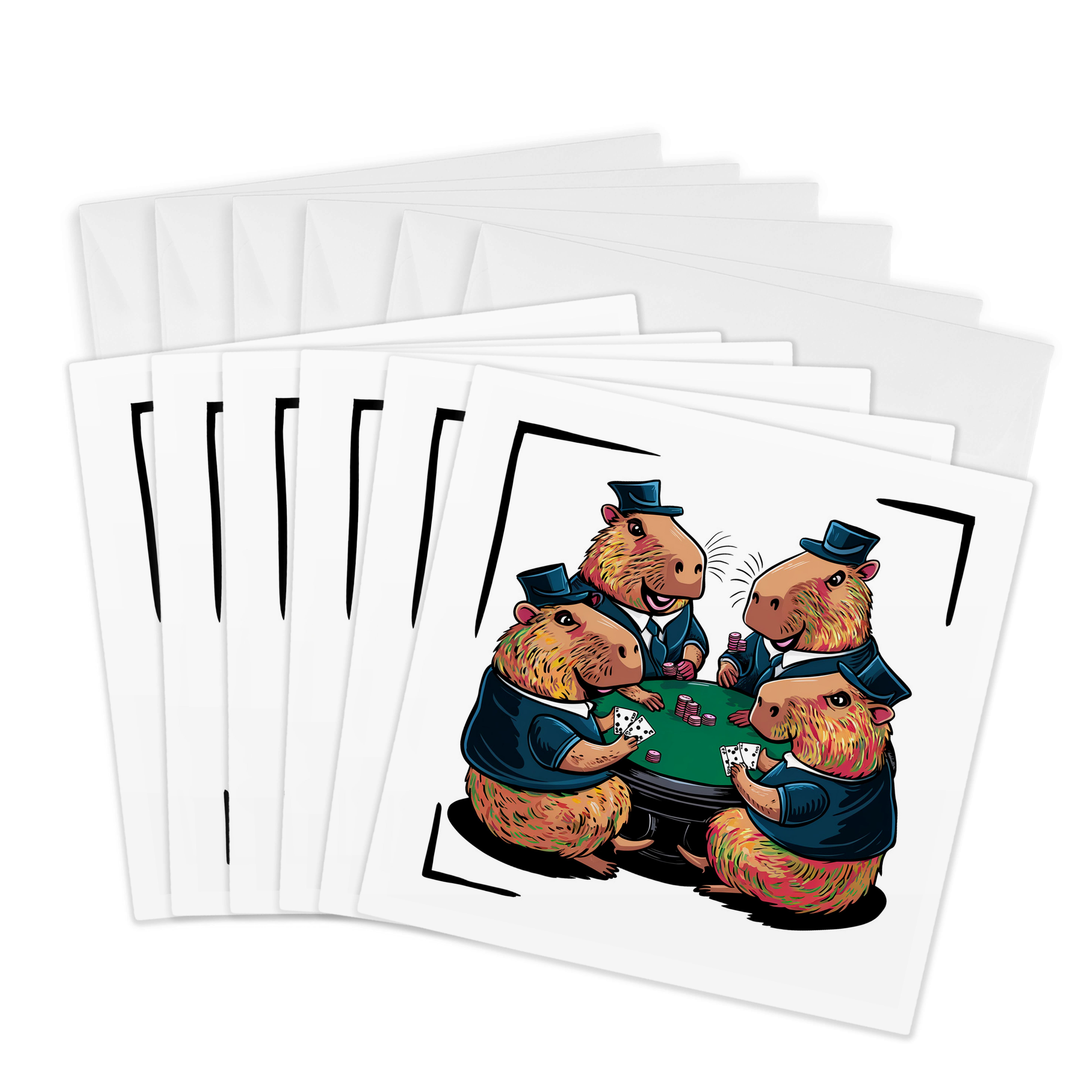 3drose, Funny Cool Capybaras Playing Poker Card Game Gambling Abstract ...