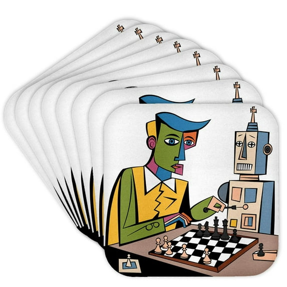 3drose, Funny Cool Chess Player Playing Chess with Robot Chess Game ...