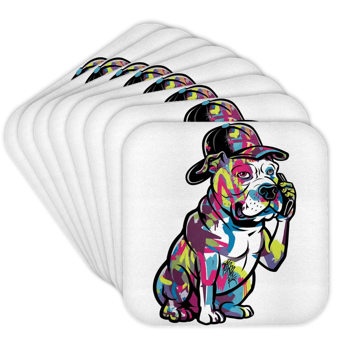3drose, Funny Cool Colorful Pitbull Dog Talking on Cell Phone Mobile ...