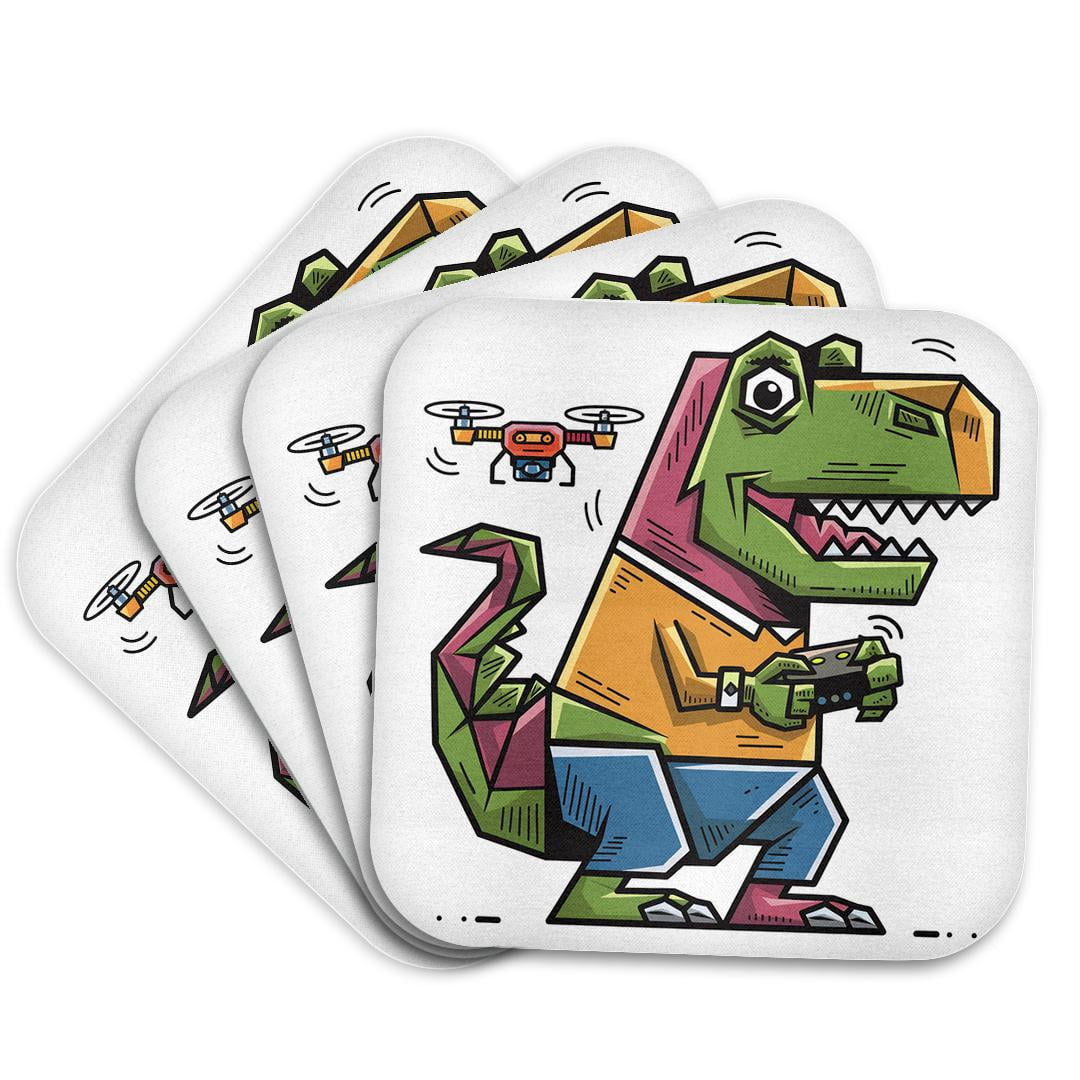 3drose, Funny Cool Colorful T-rex Dinosaur Flying Drone Abstract Satire ...