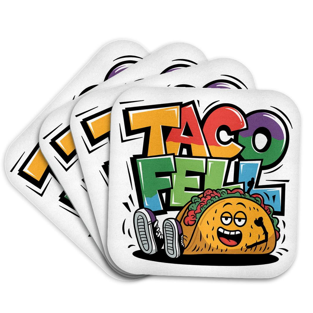 3drose, Funny Cool Colorful Taco Fell Taco Man Fell over Pun Graffiti ...