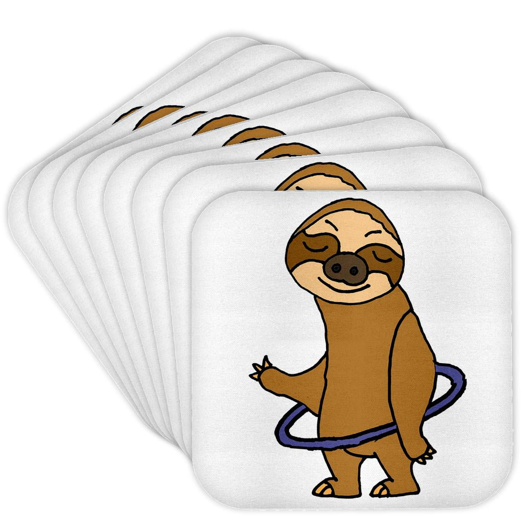 3drose, Funny Cool Sloth Playing Hula Hoop Cartoon, Set of 8 Coasters ...