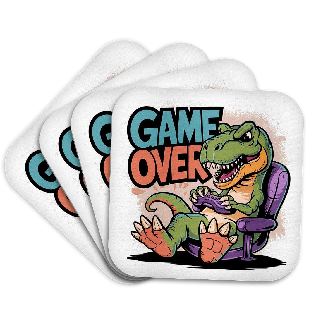 3drose, Funny Cool T-rx Dinosaur Gamer Playing Video Games Game over ...