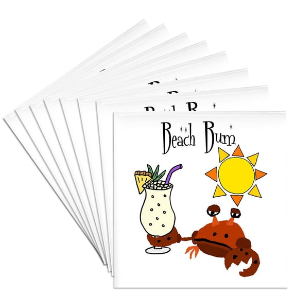3drose, Funny Cute Beach Bum Pun with Crab Drinking Pina Colada Cartoon ...