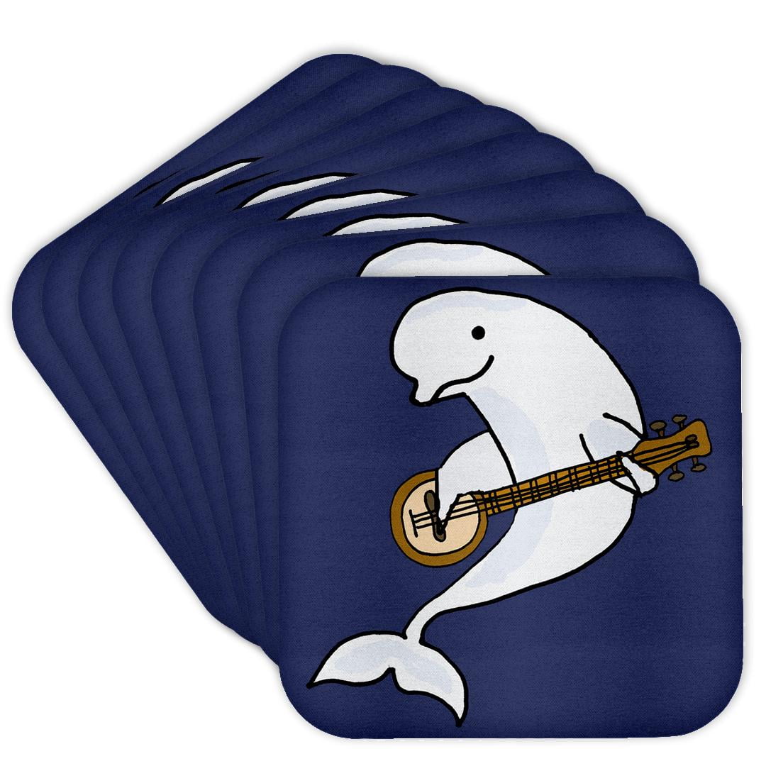 3drose, Funny Cute Beluga Whale Playing Banjo Music Beach Cartoon, Set ...