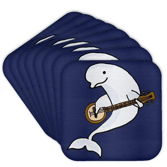 3drose, Funny Cute Beluga Whale Playing Banjo Music Beach Cartoon, Set ...
