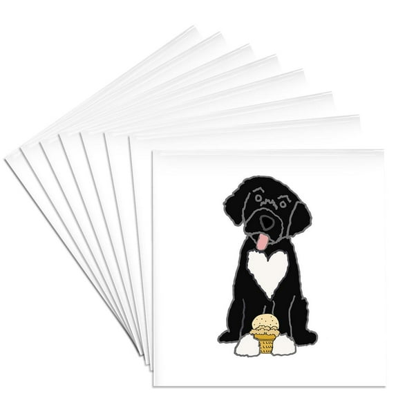 3drose, Funny Cute Black Portuguese Water Dog Eating Ice Cream Cone ...