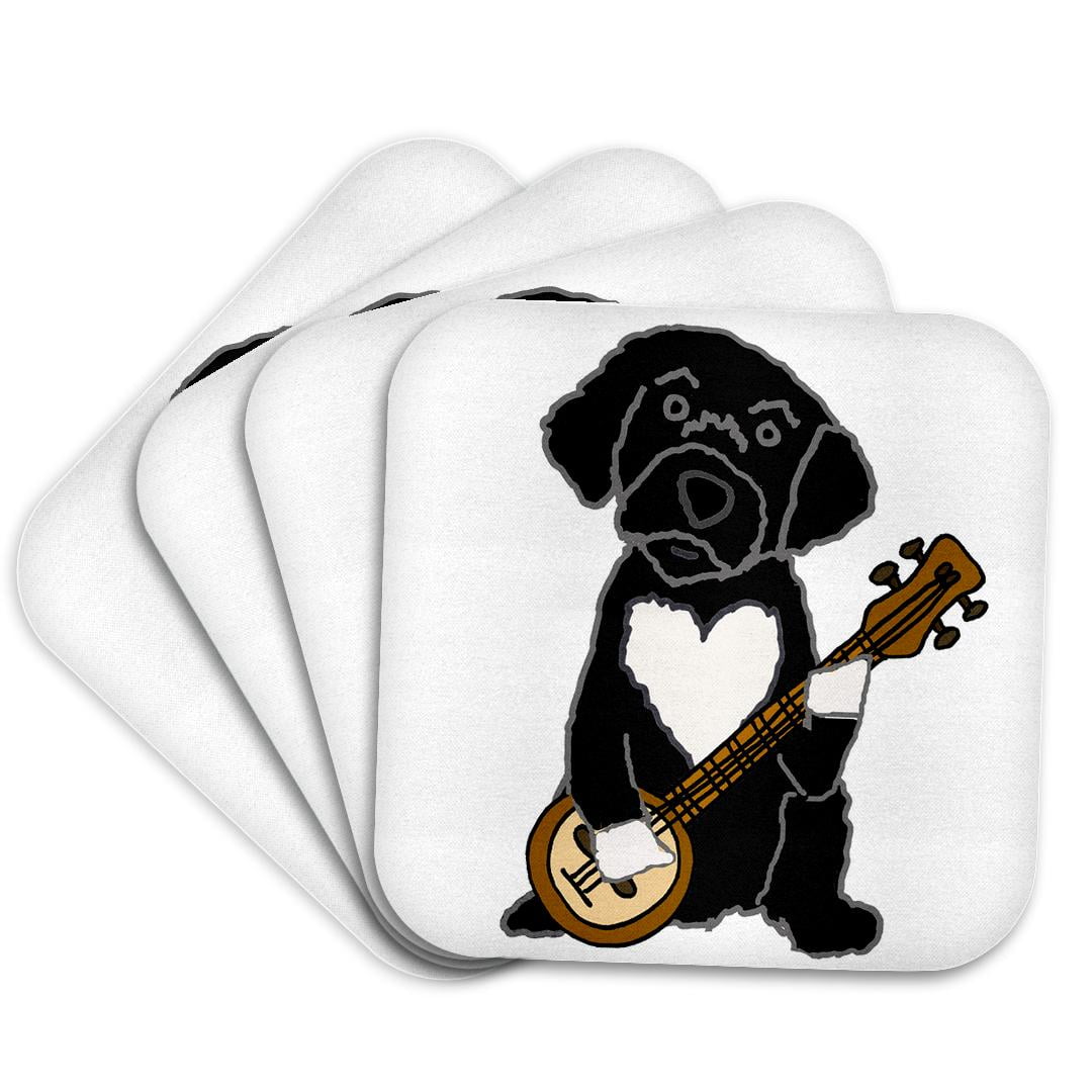 3drose, Funny Cute Black Portuguese Water Dog Playing Banjo Cartoon ...