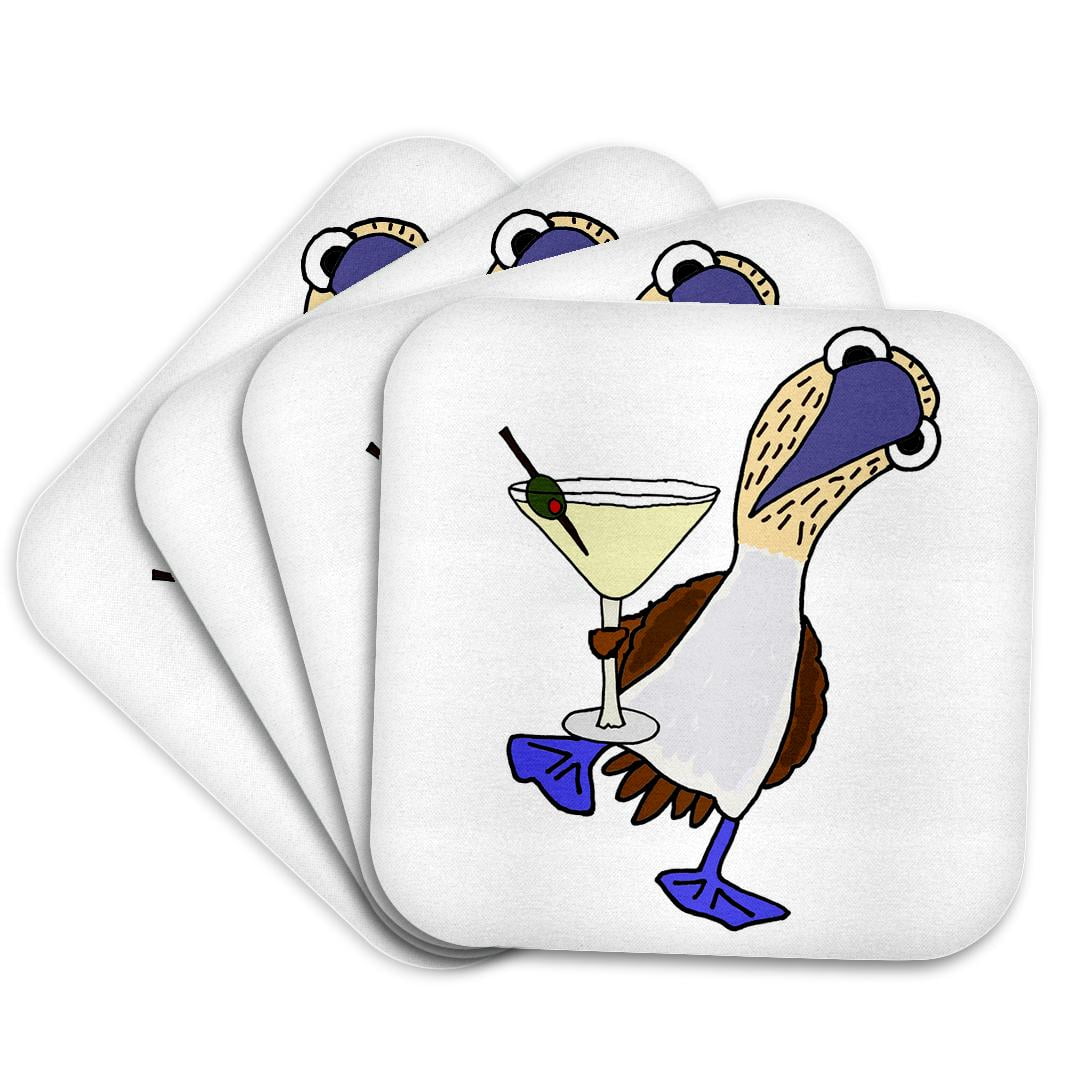 3drose, Funny Cute Blue-footed Booby Bird Drinking Martini Cartoon, Set ...