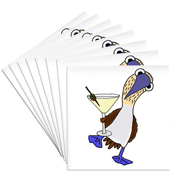 3drose, Funny Cute Blue-footed Booby Bird Drinking Martini Cartoon, Set ...