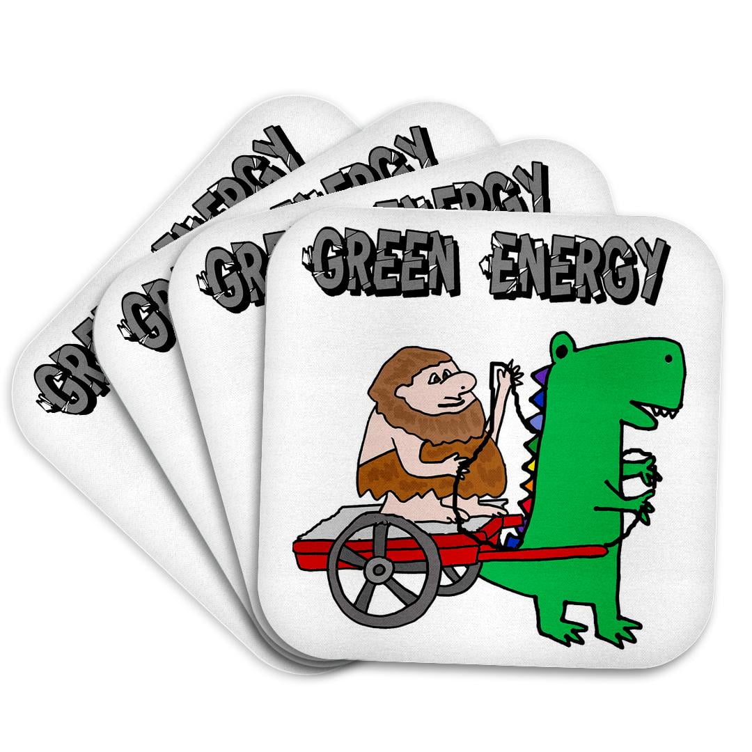 3drose, Funny Cute Caveman Pulled by Green Trex Dinosaur Green Energy ...