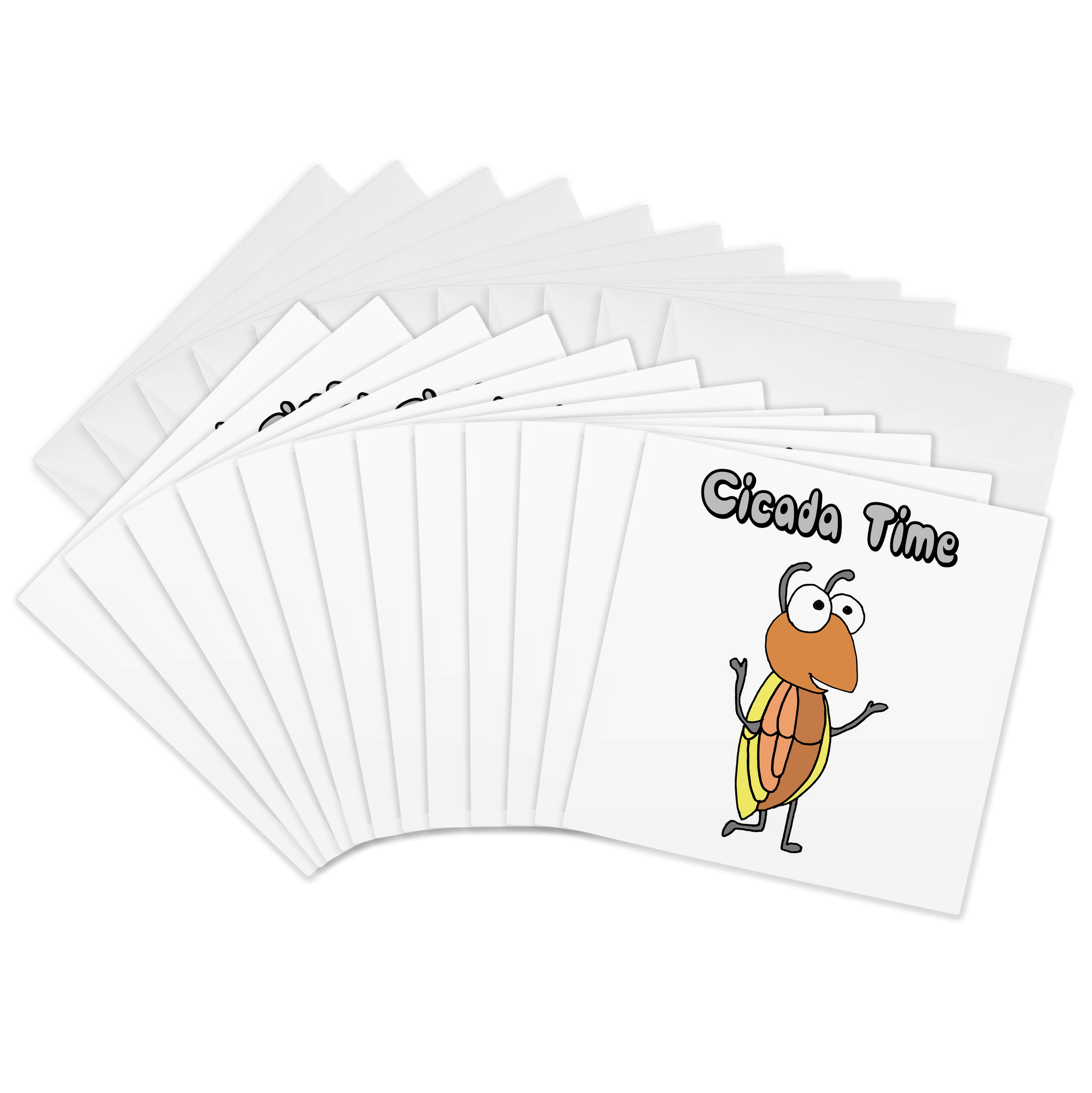 3drose, Funny Cute Cicada Time Insect Bug Cartoon, 12 Greeting Cards ...