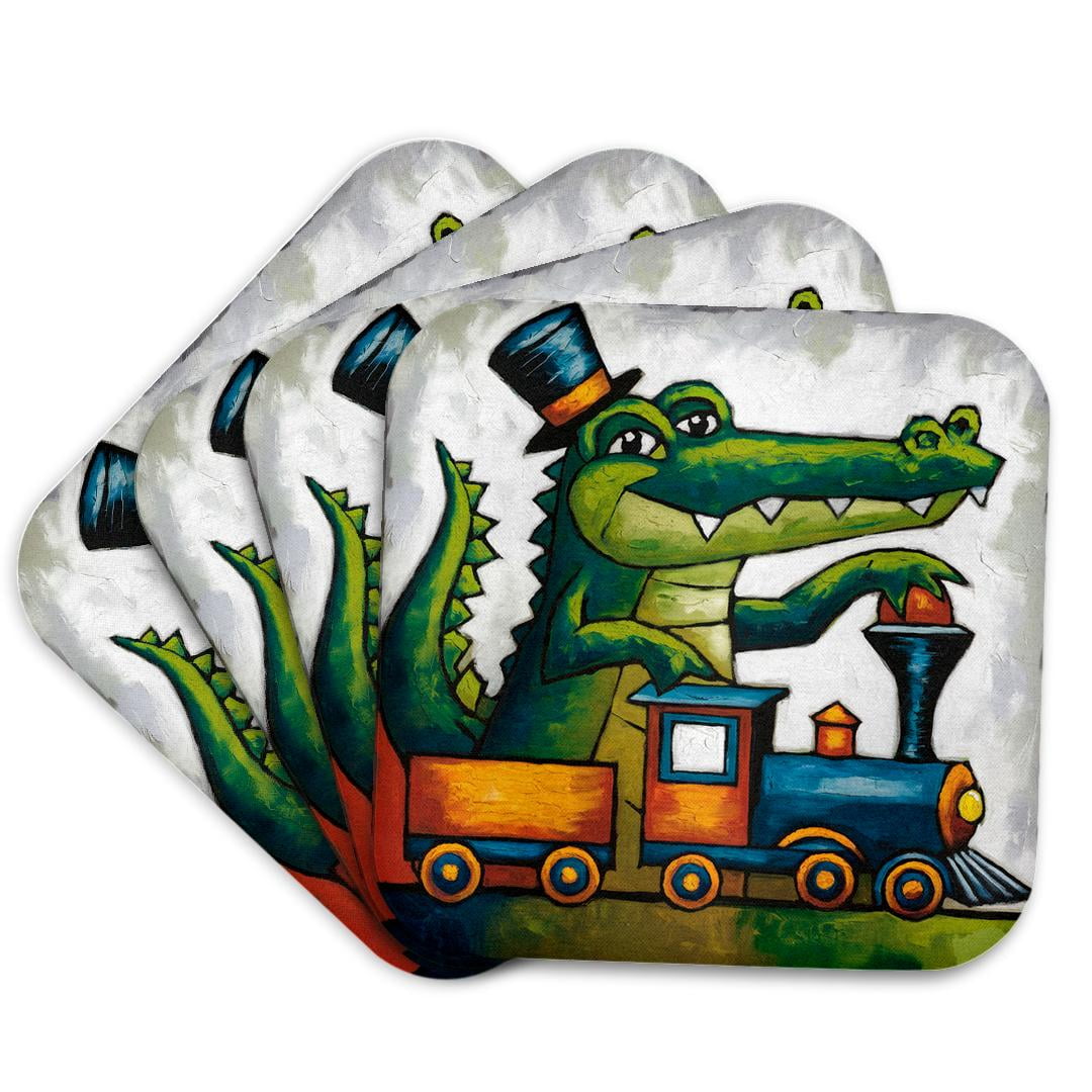 3drose, Funny Cute Colorful Alligator Playing with Model Train Set ...