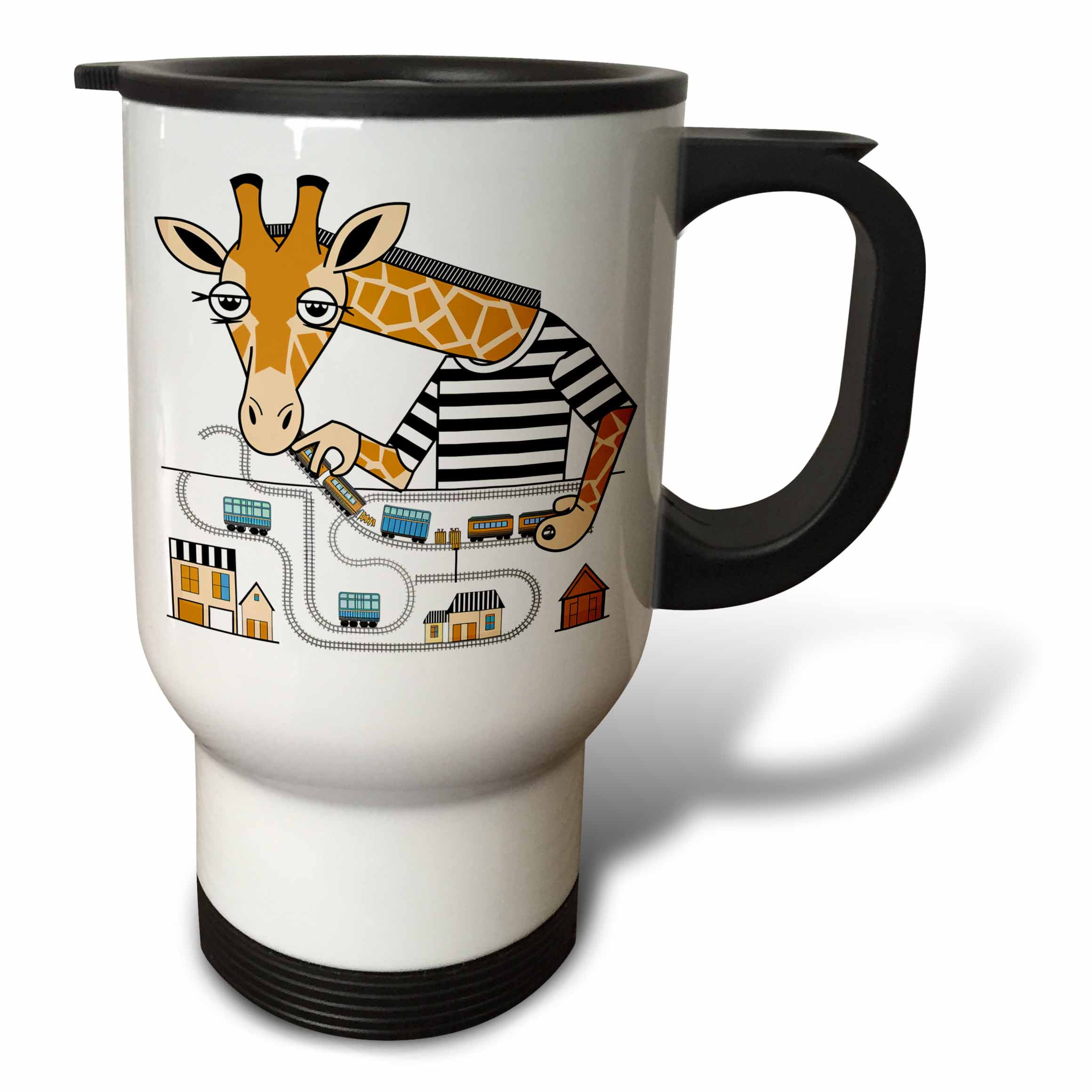 3drose, Funny Cute Colorful Giraffe Playing with Model Train Set ...