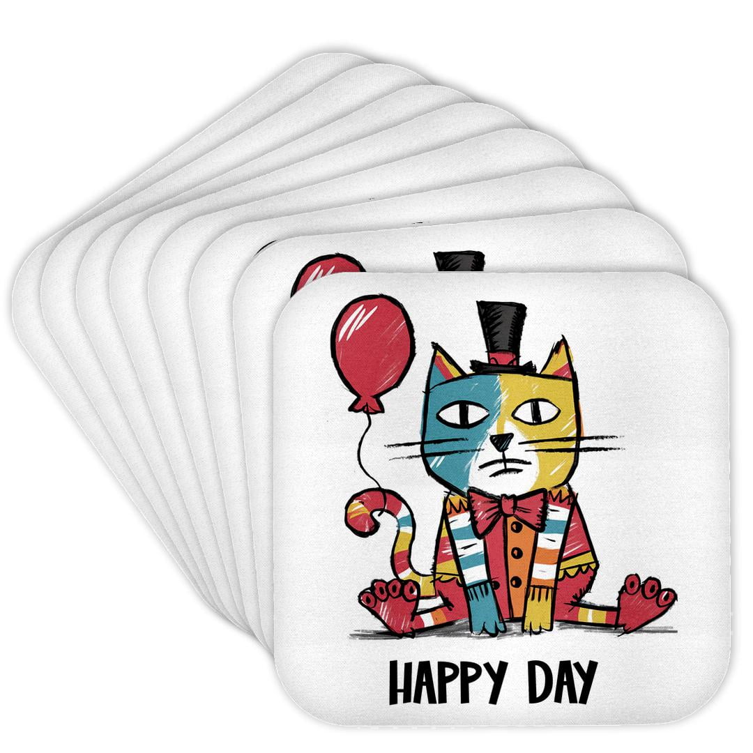 3drose, Funny Cute Colorful Kitty Cat with Balloon Hapy Day Abstract ...