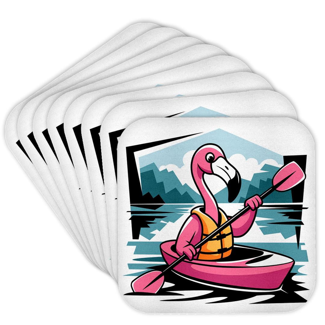 3drose, Funny Cute Colorful Pink Flamingo Bird Kayaking in Kayak ...