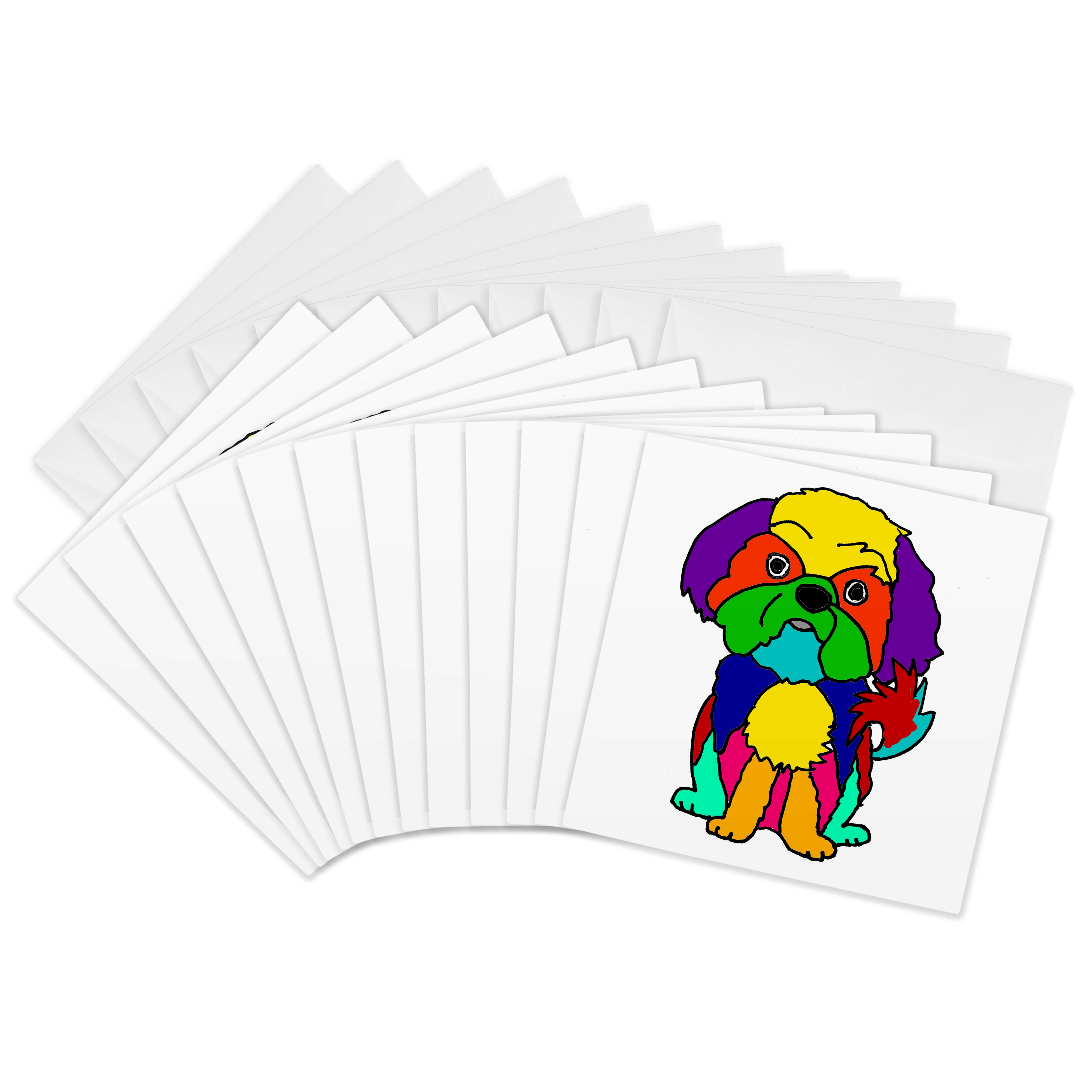 3drose, Funny Cute Colorful Shih Tzu Puppy Dog Pop Art, 12 Greeting ...