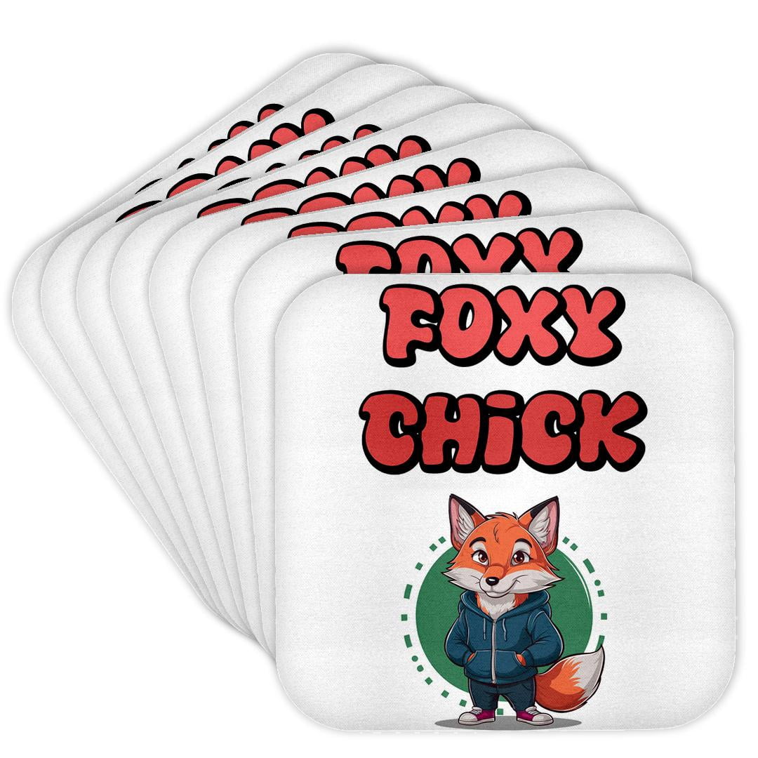 3drose, Funny Cute Cool Foxy Chick Red Fox Design, Set of 8 Coasters ...