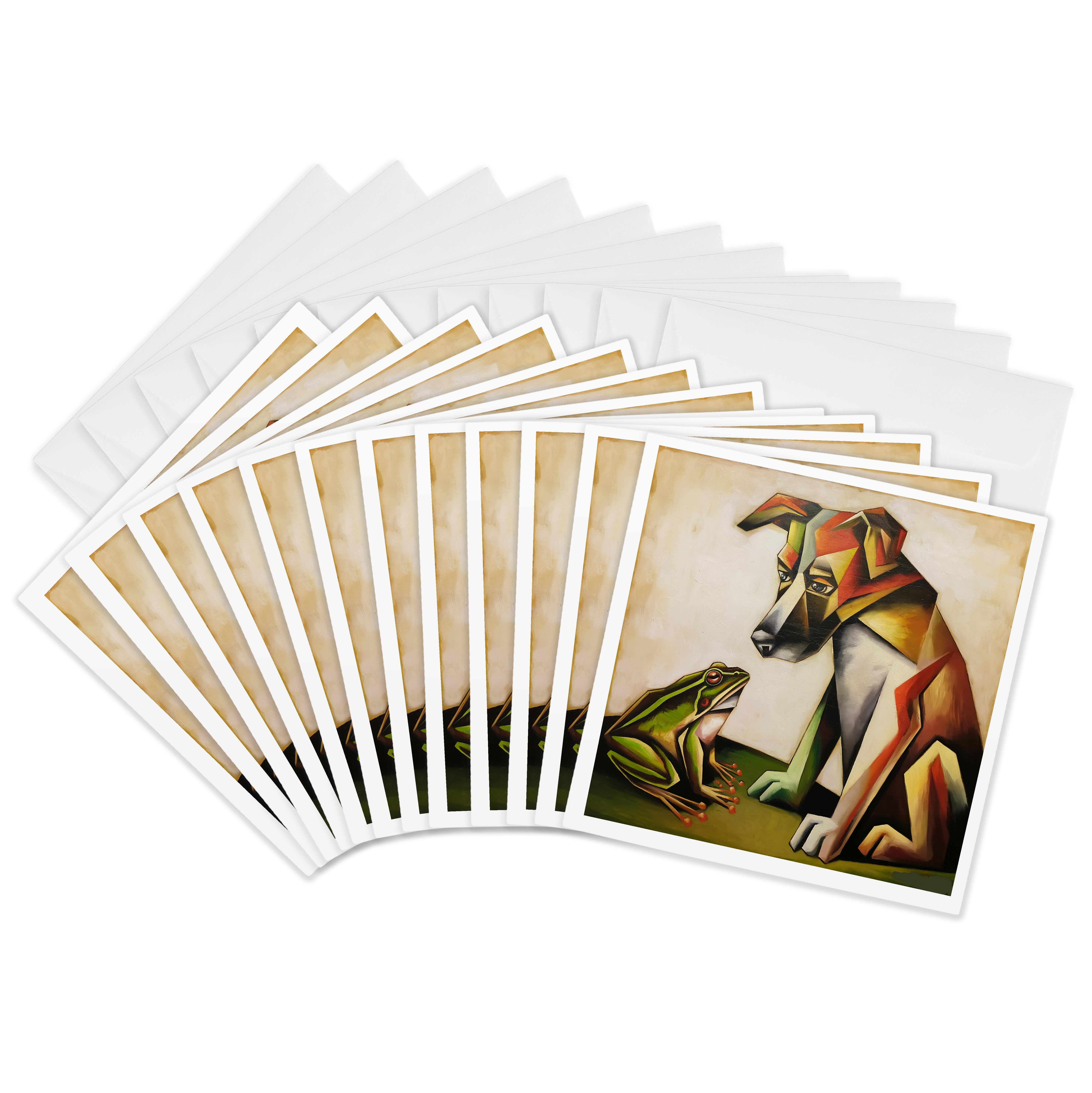 3drose, Funny Cute Cool Frog Nose to Nose with Boxer Dog Mix Cubism ...