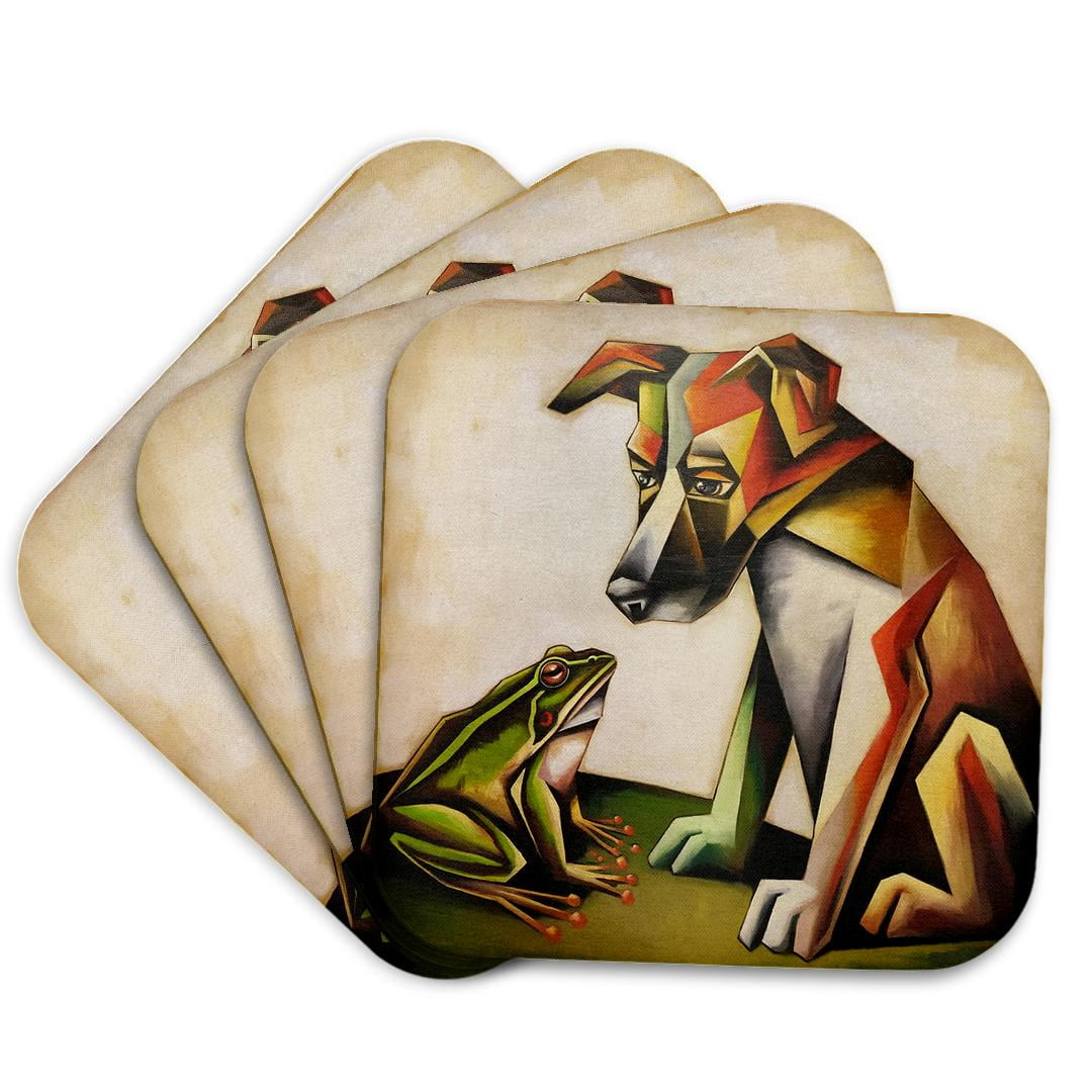 3drose, Funny Cute Cool Frog Nose to Nose with Boxer Dog Mix Cubism ...